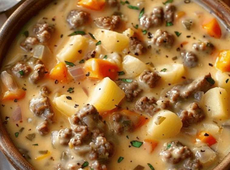 Creamy Hamburger Potato Soup - Easy Recipes Life
