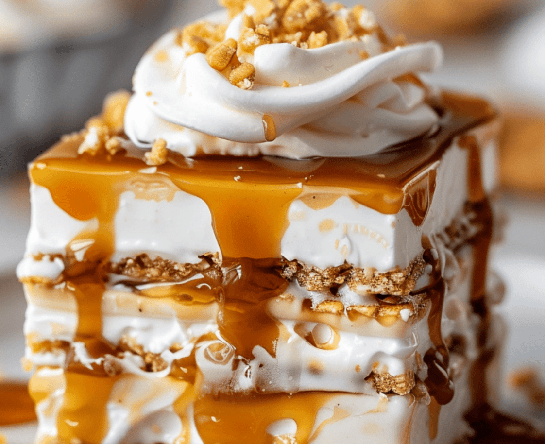 Ritz Cracker Salted Caramel Icebox Cake - Easy Recipes Life