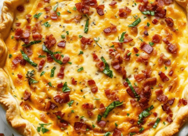 Homestyle Bacon and Cheese Quiche - Easy Recipes Life