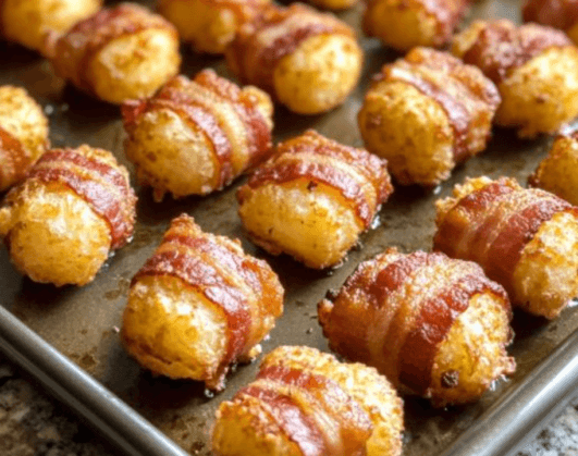 Baked Bacon-Wrapped Tater Tots - Easy Recipes Life