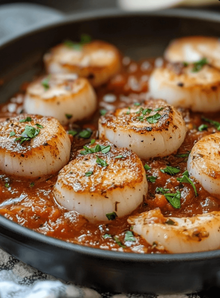 Baked Scallops in Spicy Tomato Sauce - Easy Recipes Life