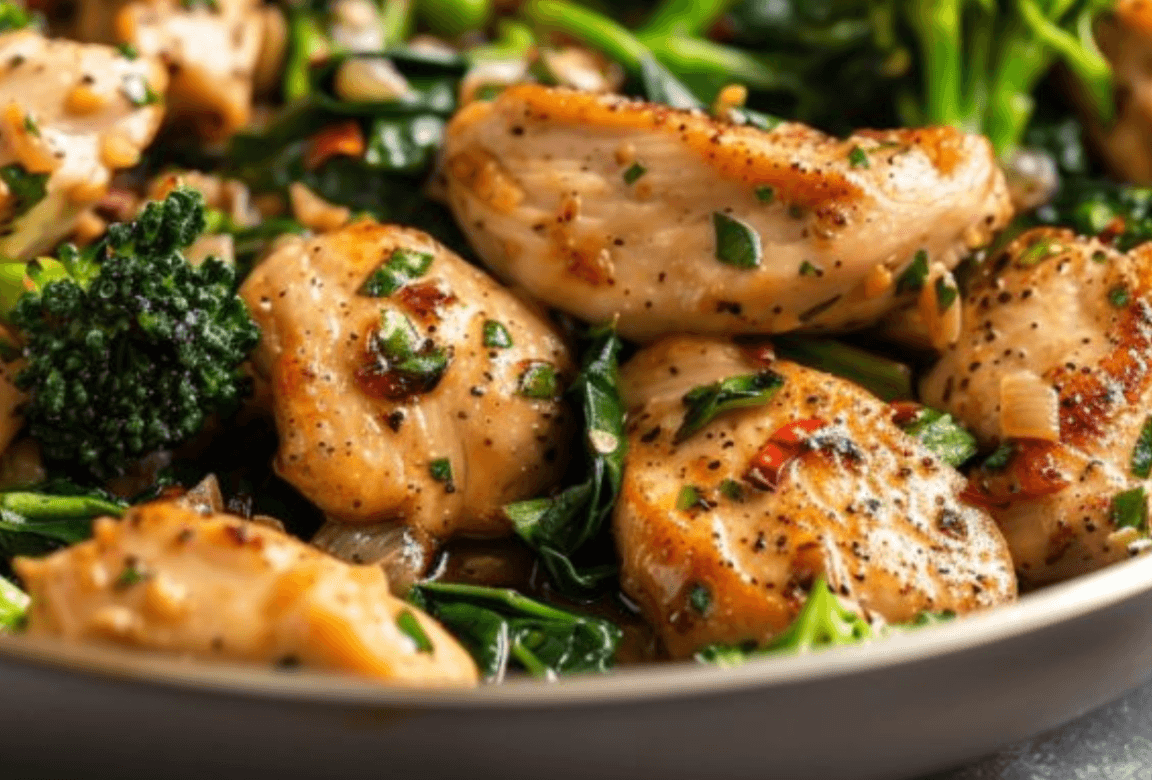 Garlic Chicken with Broccoli and Spinach - Easy Recipes Life