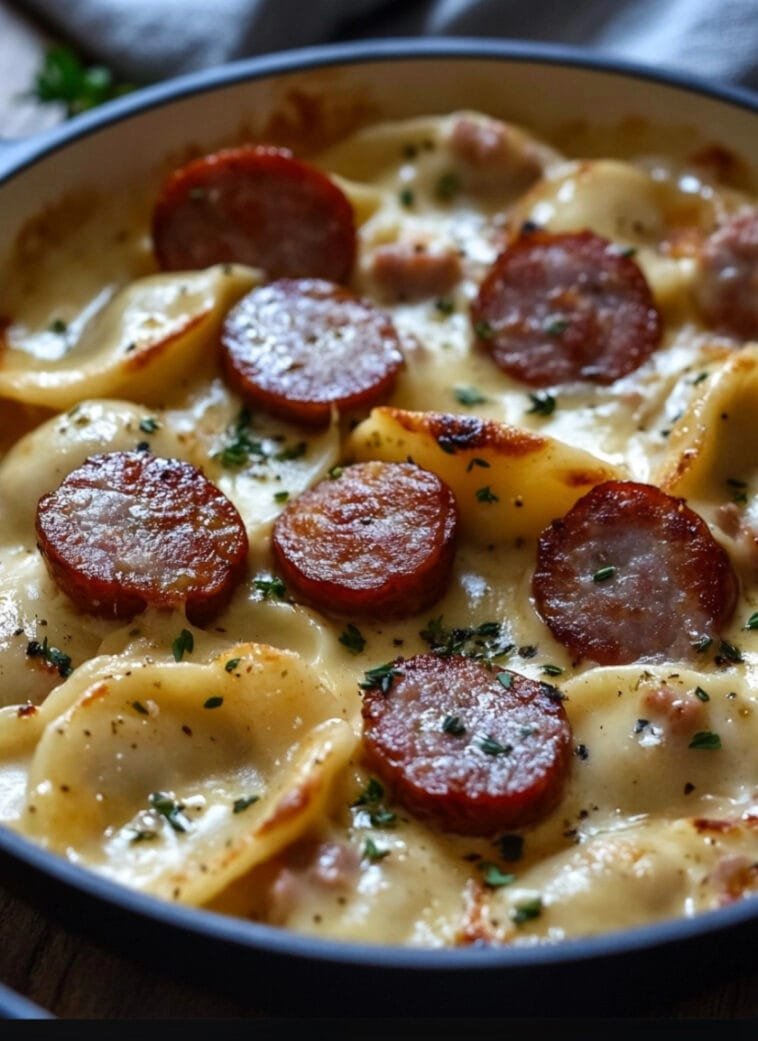 Crockpot Pierogi Casserole with Kielbasa - Easy Recipes Life