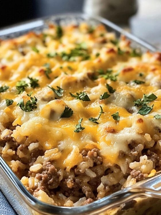 Cheesy Ground Beef and Rice Casserole - Easy Recipes Life