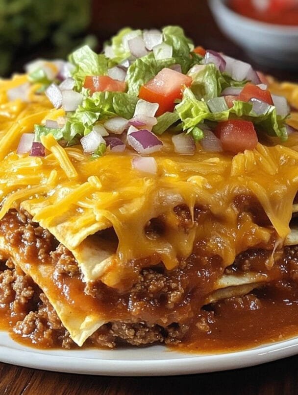 Stacked Beef Enchiladas Recipe - Easy Recipes Life