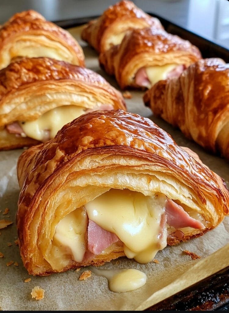 Baked Ham and Cheese Croissants Recipe - Easy Recipes Life