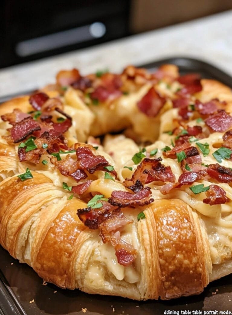 Chicken Bacon Alfredo Crescent Ring - Easy Recipes Life