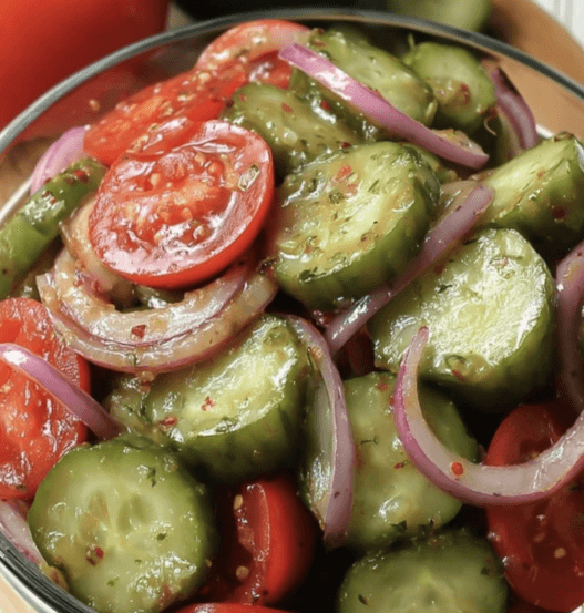 MARINATED CUCUMBER, TOMATO, AND ONION SALAD - Easy Recipes Life