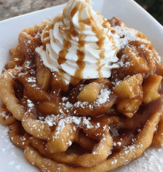 Disney Inspired Apple Pie Funnel Cake - Easy Recipes Life
