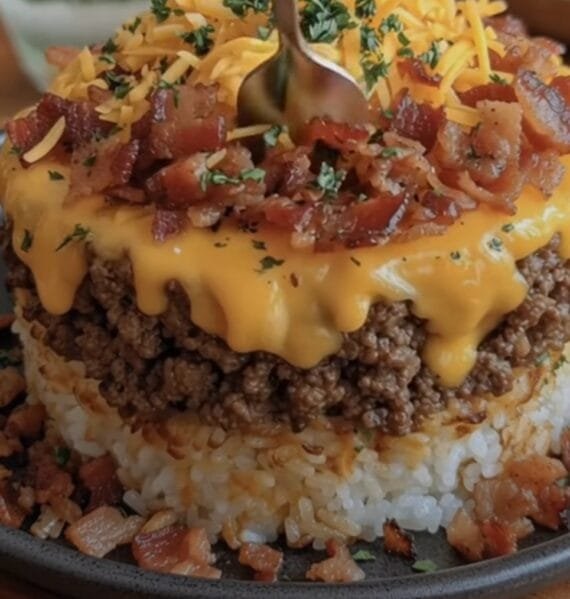 Bacon Cheeseburger Rice Stack - Easy Recipes Life