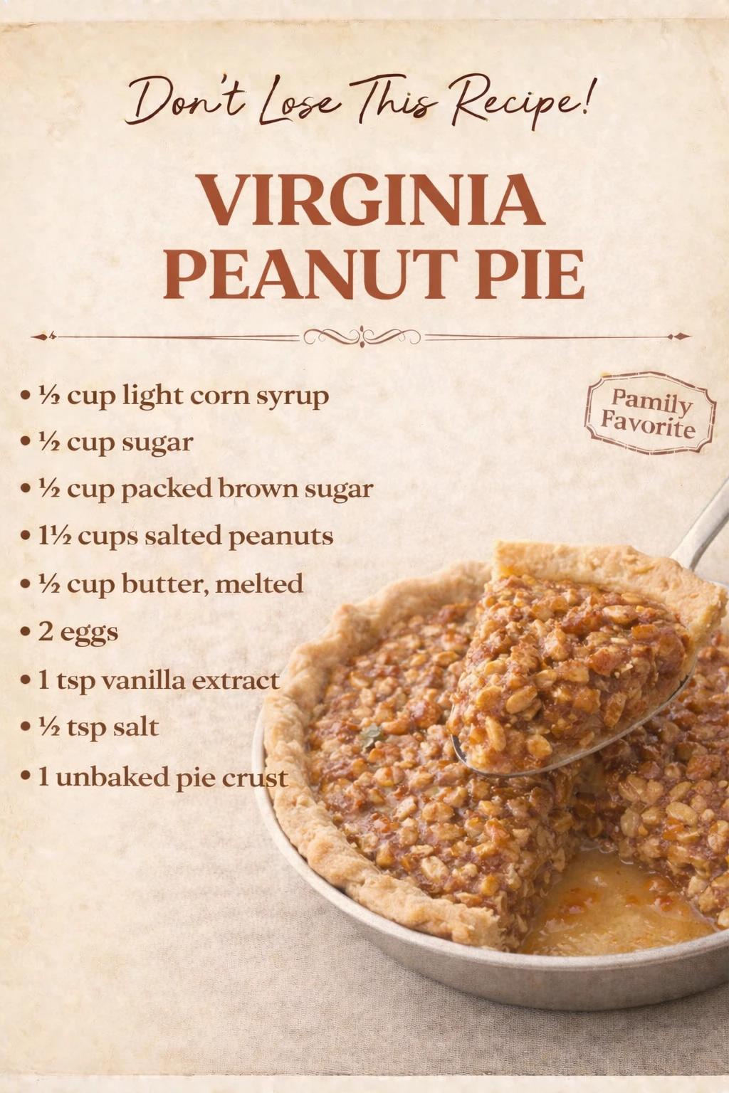 Virginia Peanut Pie - Easy Recipes Life